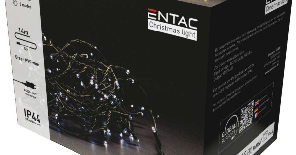 Entac Χριστουγεννιάτικα Λαμπάκια IP44 180 LED Θερμό 14m