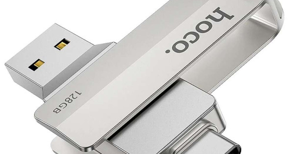 Hoco UD10 USB 3.0 Stick με σύνδεση USB-A & USB-C 128GB (Ασημί ...